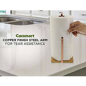 Cuisinart Stainless Steel Finish Paper Towel Holder with Solid Bamboo Base, Stainless Steel Arm for Tear Assistance, Countertop Paper Towel Dispenser, Fits Any Size Kitchen Towel Roll - Copper Finish