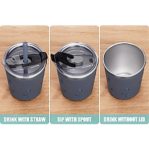 Tiblue Kids & Toddler Cups - 4 Pack 8oz Spill Proof Stainless Steel Tumblers with Leak Proof Lids, Silicone Straw with Stopper & Sleeve - BPA FREE Snack Smoothie Drinking Cup for Baby Girls Boys