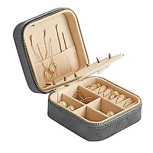 MILEVO Earrings,eardrop,dangler,Travel Jewelry Case - Mini Jewelry Box, Small Jewelry Organizer,Portable Display Jewelry Storage Case, Small Jewelry Organizer Box for Girls Women ( Color : Grey )