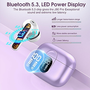 2024 Bluetooth 5.3 Headphones Wireless Earbuds HiFi Stereo, 40H Playtime in-Ear Earbud, Bluetooth Earbuds with LED Power Display, IP7 Waterproof Wireless Earphones Sport Headset for Android iOS