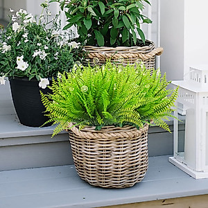 Uieke 6 PCS Artificial Plants Greenery, Fake Boston Fern Plants Bushes Faux Outdoor UV Resistant Daffodils Greenery Shrubs Plastic Plants for Indoor Outside Hanging Planter Home Garden Decor (Green)