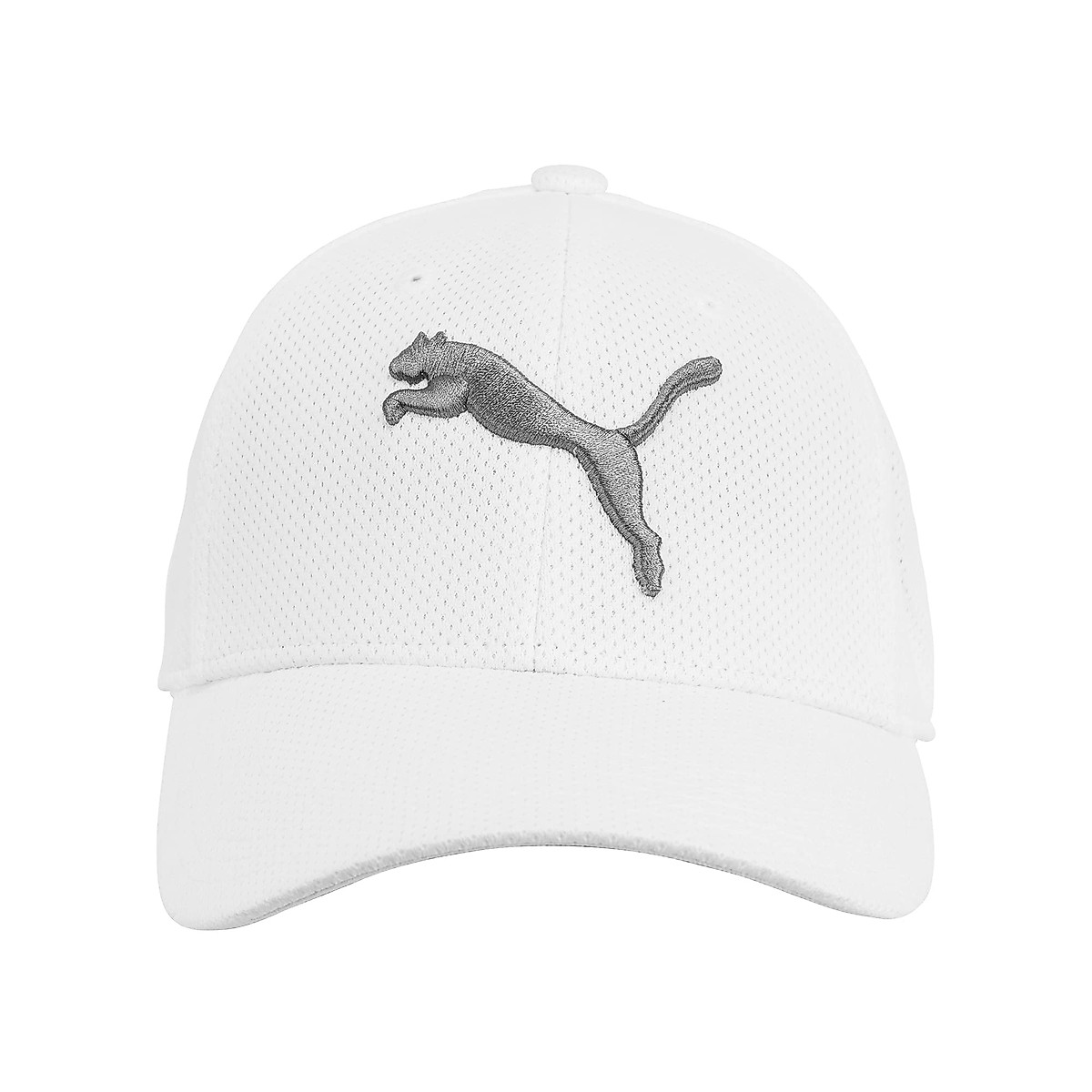 PUMA unisex adult Evercat Mesh Stretch Fit Baseball Cap, White, Small-Medium US