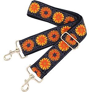 Purse Strap,2" Wide Shoulder Strap Adjustable Replacement,Multi-pattern Crossbody Canvas Bag Handbag Belts for Unisex Handbag,Crossbody Bags,Shoulder Bags(Embroidered sunflower)