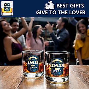 Luka Tech Gifts For Dad From Son Daughter, Vintage Whiskey Glass Tumbler 11oz with 3D Metal Badge,Unique Birthday Gifts for Dad,Men,Grandpa,Father,Fathers Day