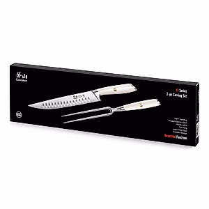 Cangshan L1 Series 1026962 German Steel Forged 2-Piece Carving Set, White