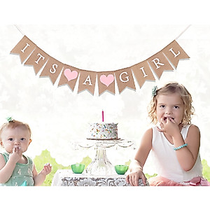 Burlap Banner for Baby Girl Shower - Baby Girl Shower Decorations,Its A Girl Burlap Banner,Best Girls Birthday Party Supplies (Its A Girl Burlap Banner)