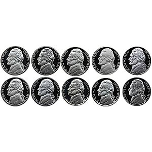1980-1989 S Jefferson Nickel Gem Proof Run 10 Coins US Mint Decade Lot Complete 1980's Set