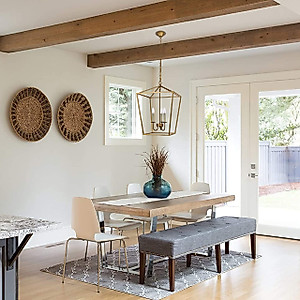 Foyer Lantern Pendant Light Fixture, Dst Gold Iron Cage Chandelier Industrial Led Ceiling Lighting, Size: D17'' H25'' Chain 45''