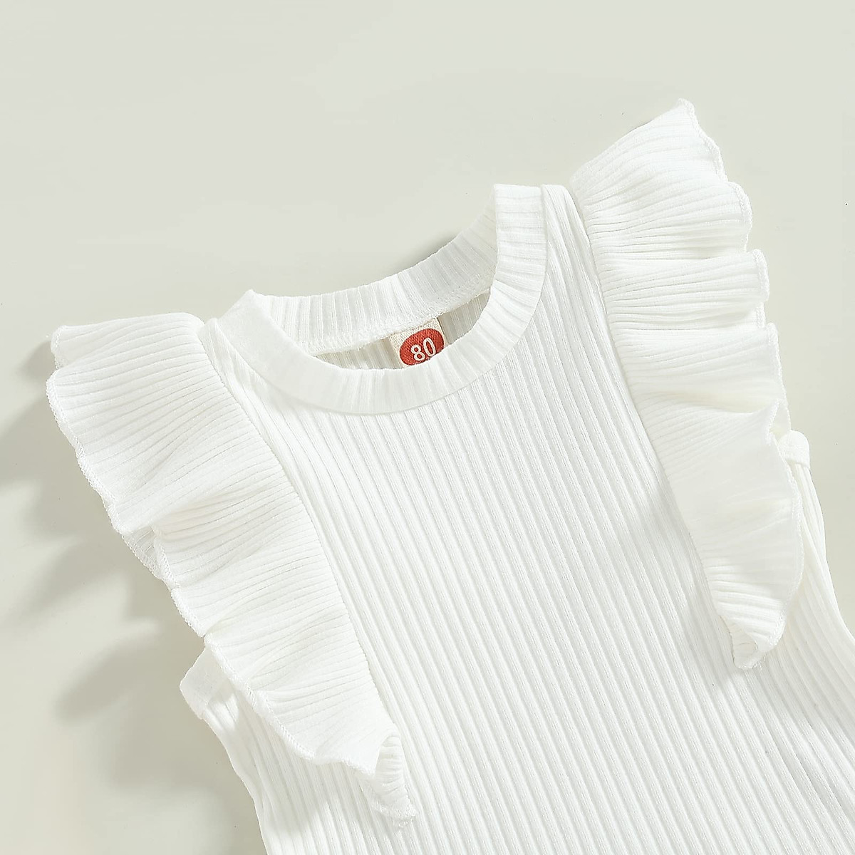 Kid Toddler Baby Girl Summer Outfits Ruffled Sleeveless Ribbed Tops Elastic Waist Shorts with Belt Outfit Set (A-White Pink, 3-4 Years)