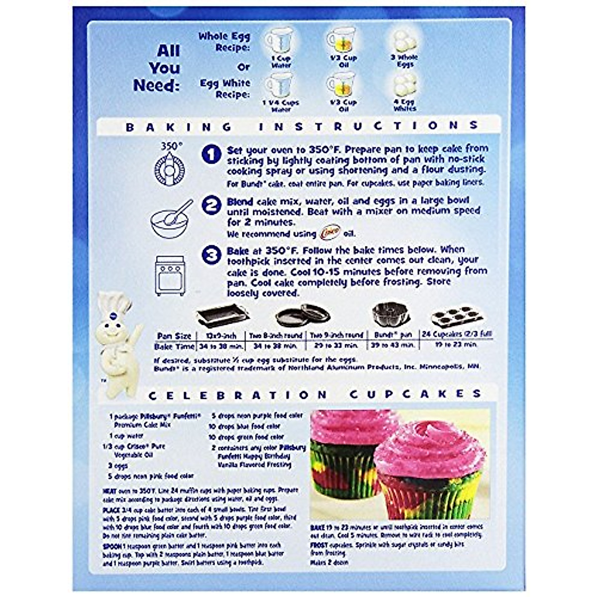 Pillsbury Moist Premium Cake Mix 15.25 Ounce and Funfetti Vanilla Flavored Frosting 15.6 Ounce