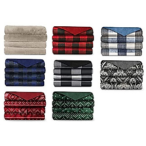 Sunbeam Microplush Comfy Toes Electric Heated Throw Blanket Foot Pocket Buffalo Plaid Red Washable Auto Shut Off 3 Heat Settings