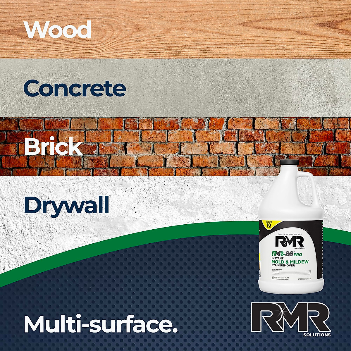 RMR-86 Pro Instant Mold Stain & Mildew Stain Remover - Contractor Grade Cleaning Solution, Professional Quality Formula, Odor Removal, 1 Gallon