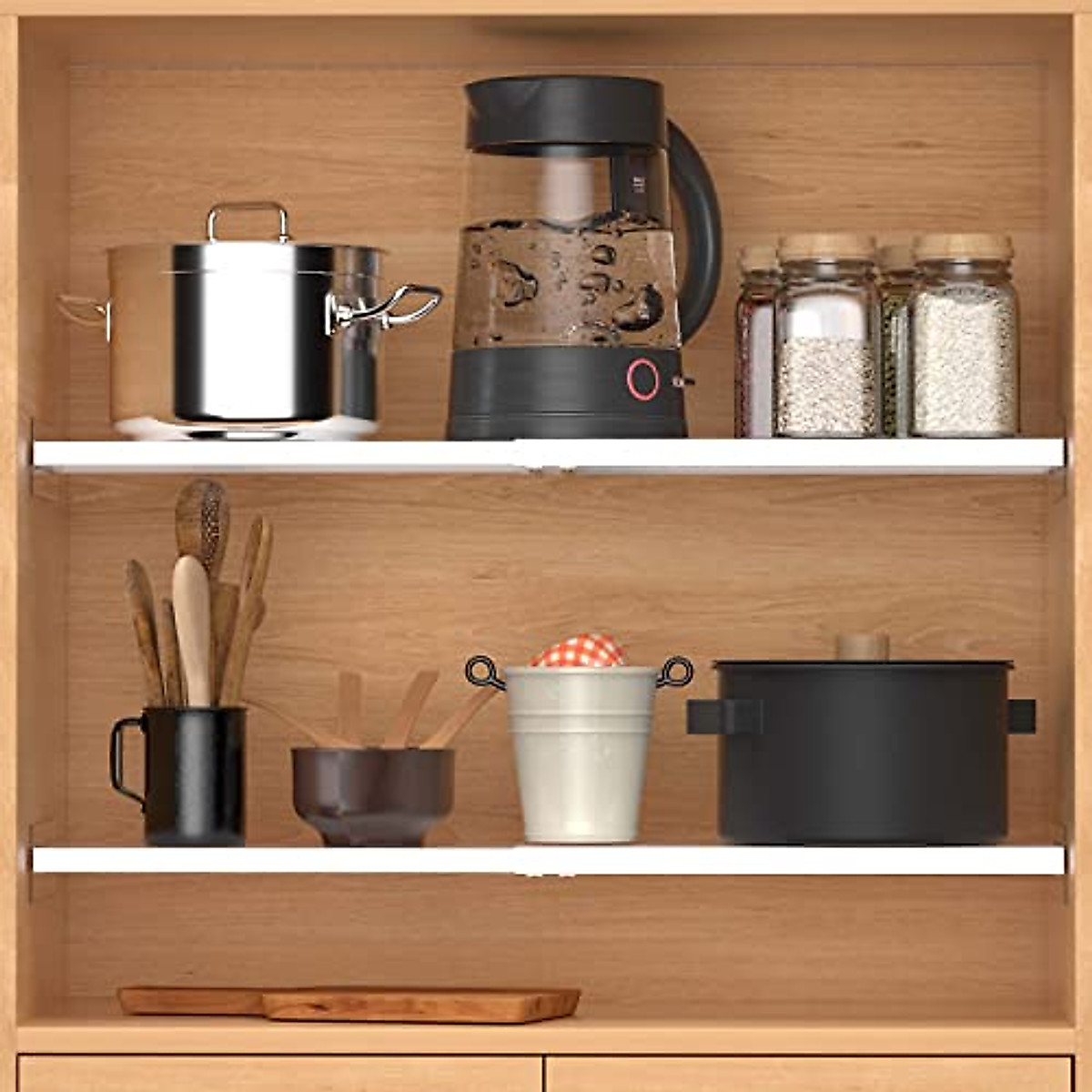 Closet Shelves Organizer Expendable Closet Tension Shelves Heavy Duty Metal DIY Storage Organizer Shelf for Cabinet Wardrobe Cupboard Kitchen Bedroom,2pack