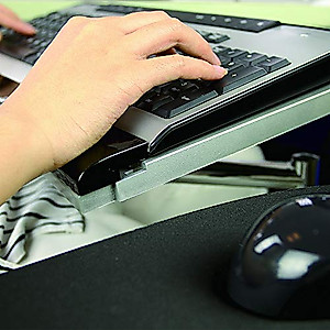 Laptop Mouse Stand Mount Workstation Video Game Chair or Round Bar Mounted Keyboard Tray PC Platform Armrest Wrist Rest Pad 360° Adjustable Fall Prevention Home Office Computer Furniture supplies gift