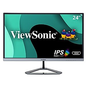 ViewSonic VX2476-SMHD 24" IPS 1080p Frameless LED Monitor HDMI, DisplayPort (Renewed)
