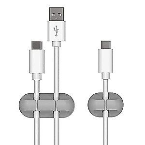 8 Pack Cable Clips Management - Aoviho Adhesive Cord Holder - Cable Organizer, Wire Clips for USB C Cable in-Car Home Office Desk Phone Accessories (Grey)