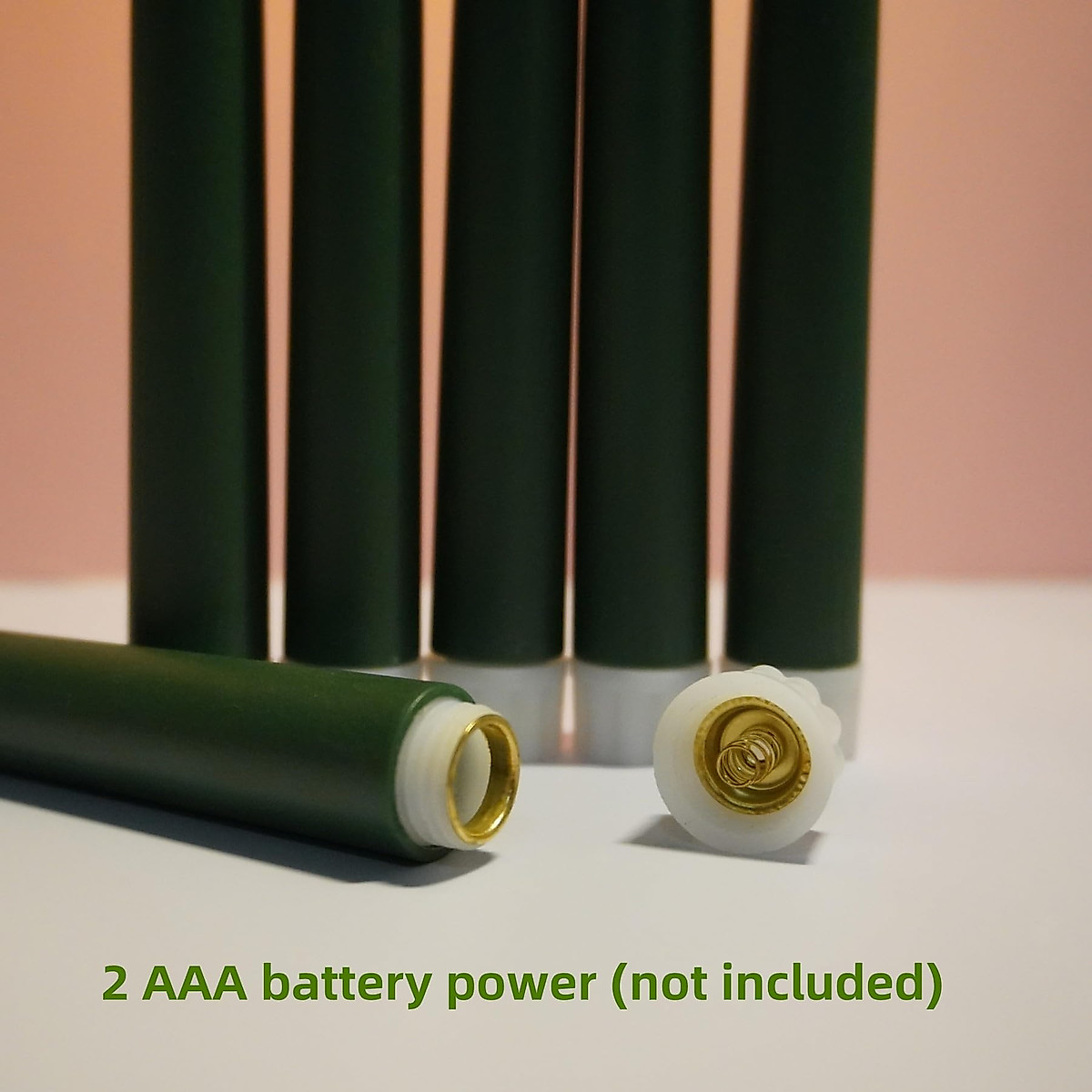 Ni-JASW Green Flameless Taper Candles with Remote, Flickering Battery Powered LED Candlesticks Set of 4