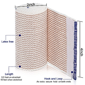 20 Pack Elastic Bandage Wrap with Self Closure on Both Ends Compression Bandage for Legs, Knees, Ankles, Wrists, Elbows, Shoulders, Athletic Stretchable Bandage Wrap (Blue Trim, 4 Inch)