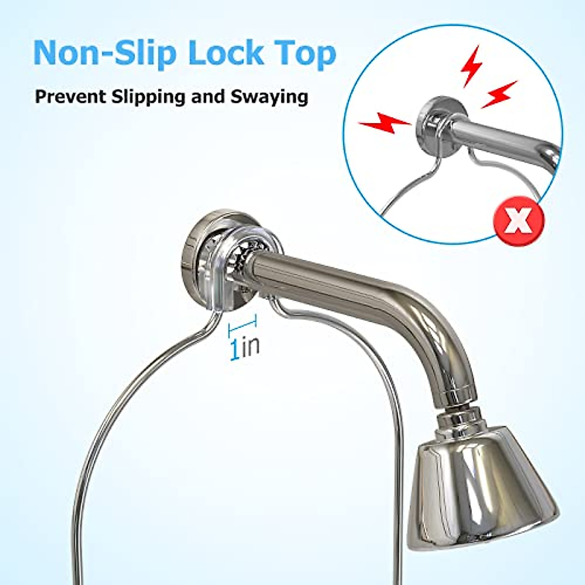 Bextsrack Hanging Shower Caddy Organizer, SUS201 Stainless Steel Bathroom Over Shower Head Caddy for Shampoo, Conditioner, Soap, Towels and More, Chrome