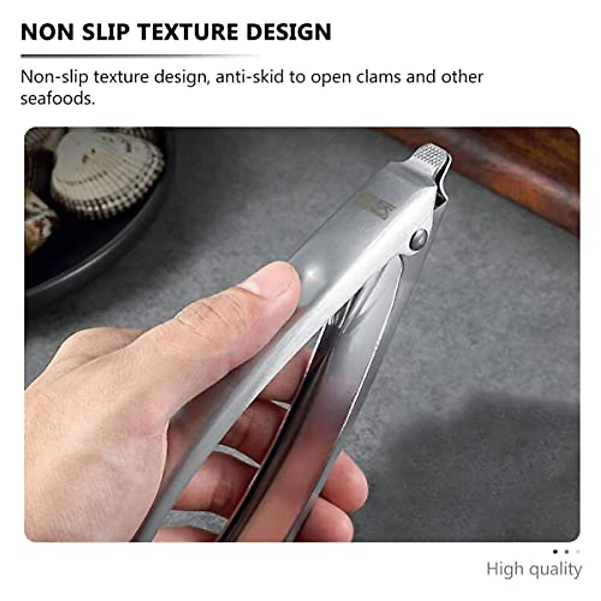 BESTonZON 1pc Peeler Opener Handle Scald Shell Crackers Tool Practical Nut Oyster Steel Clam Seafood Stainless Duty Sunflower Holder Shucker Anti- with Kitchen Silver Almonds Walnut