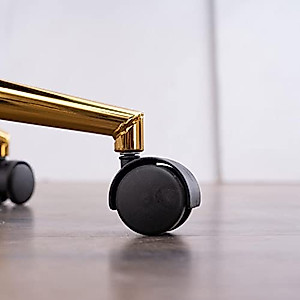 Home Office Task Chair with Velvet Fabric Material, Adjustable Height and 365 revolving, Swivel Shell Chair with Gold Metal Legs and Universal Wheels for Living Room, Bed Room and Office (Dark Green)