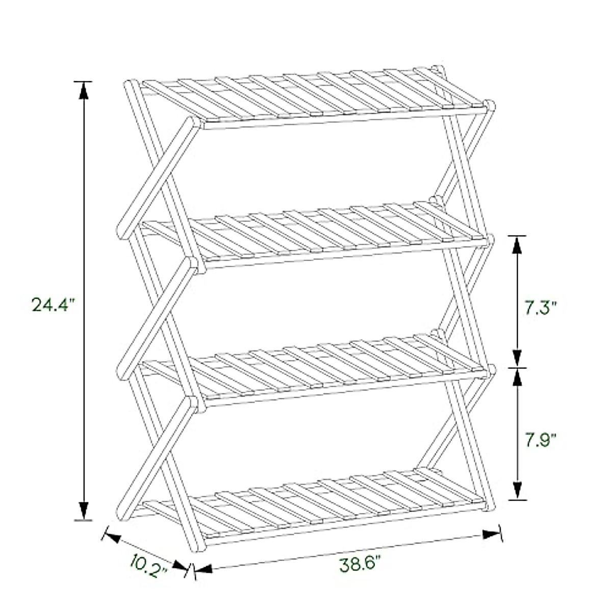 MoNiBloom Folding Shoe Stand, Bamboo Stackable Shoes Shelf Storage Organize for 21-25 Pairs Installation-Free for Entryway, Hallway Bedroom, Brown