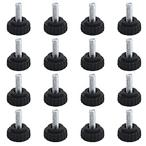 Antrader 16-Piece M6 x 16 Male Thread Knurled Thumb Screw Screw on Type Round Head Quick Removal Fastener Clamping Knobs
