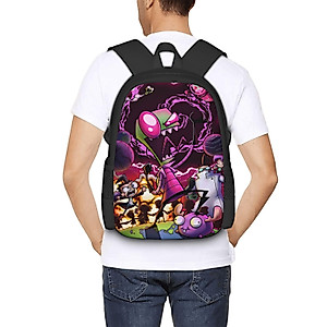 CONPELSON Backpacks Invader Anime Zim Adjustable Laptop Backpack Double Shoulder Bag for Women Men Climbing Shopping Work