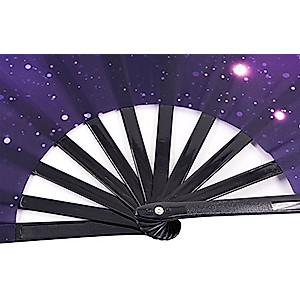 Amajiji Large Galaxy Folding Fan, Chinease/Japanese Folding Nylon-Cloth Hand Fan, Hand Folding Fans for Women/Men, Hand Fan Festival Gift Fan Craft Fan Folding Fan Dance Fan (AM3)