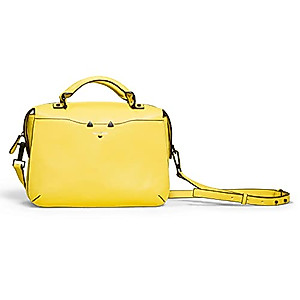 Niko Ineko Women's Uptown Satchel Kitty Face Eyes Snout Hardware Mustard Yellow