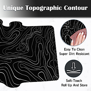UJoowalk Topographic Gaming Mouse Pad, Large, Black and White, 31.5 x 11.8 in