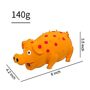 Andiker Dog Squeaky Toy, Dots Latex Dog Chew Toys with a Oinks Sound Squeaker Grunting Pig Dog Toy Sturdy Self Play 8" Dog Squeeze Toy for Dental Biting Chasing to Kill Boring Time (Orange)