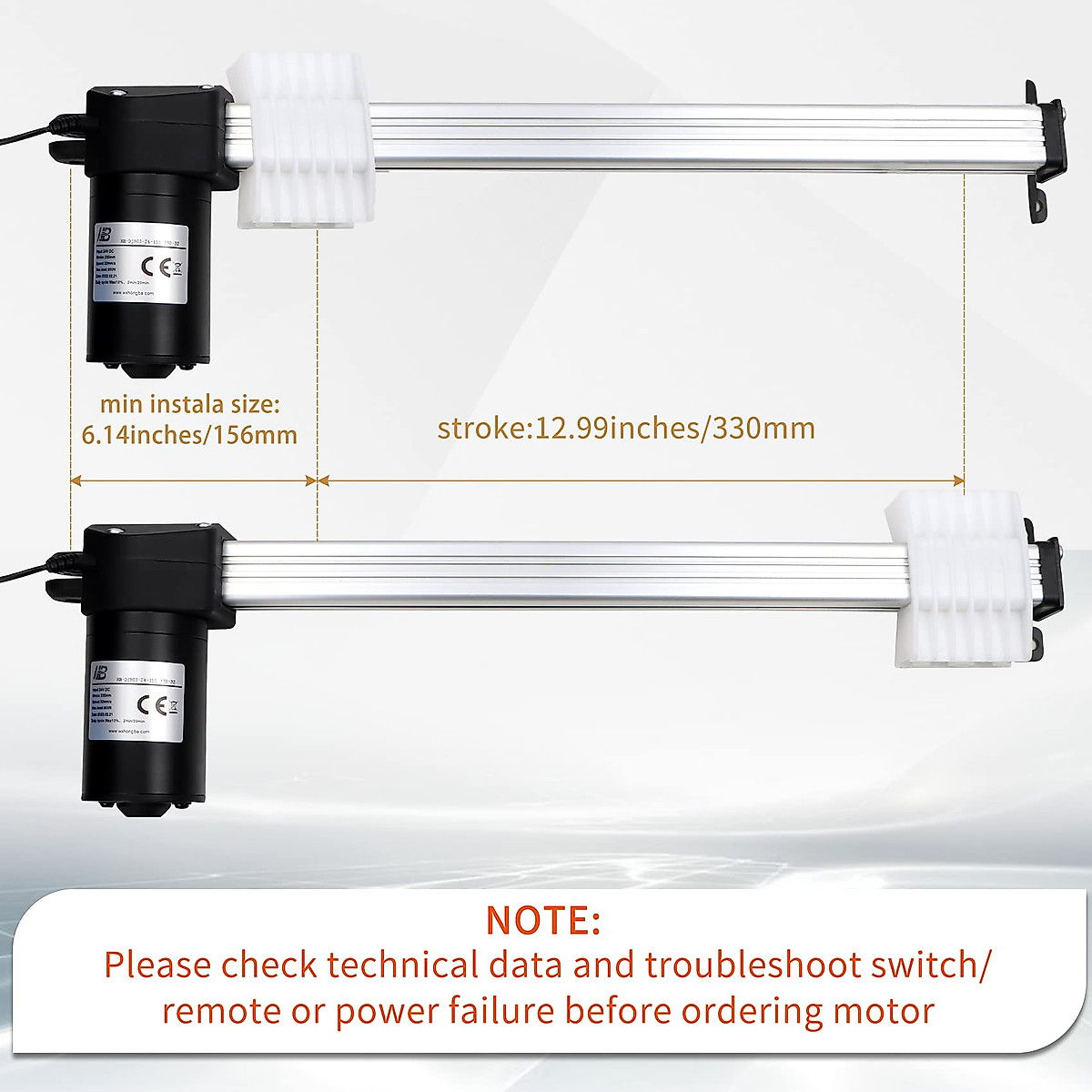 Feikeer Electric Recliner Motor Actuator, Replace okin JLDQ-11, JLDQ-1A, JLDQ.11.156.333K. Lift Chair/Sofa Electric Recliner Motor Actuator with Power Adapter&Hand Controller, Stroke:12.99"/330mm