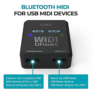 CME WIDI Uhost + USB micro-B OTG cable pack - Bluetooth USB MIDI Interface + USB host for Class Compliant USB MIDI devices via USB micro-B port