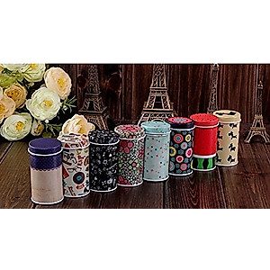 GracesDawn Set of 8 Home Kitchen Storage Containers Colorful Tins Round Tea Tins