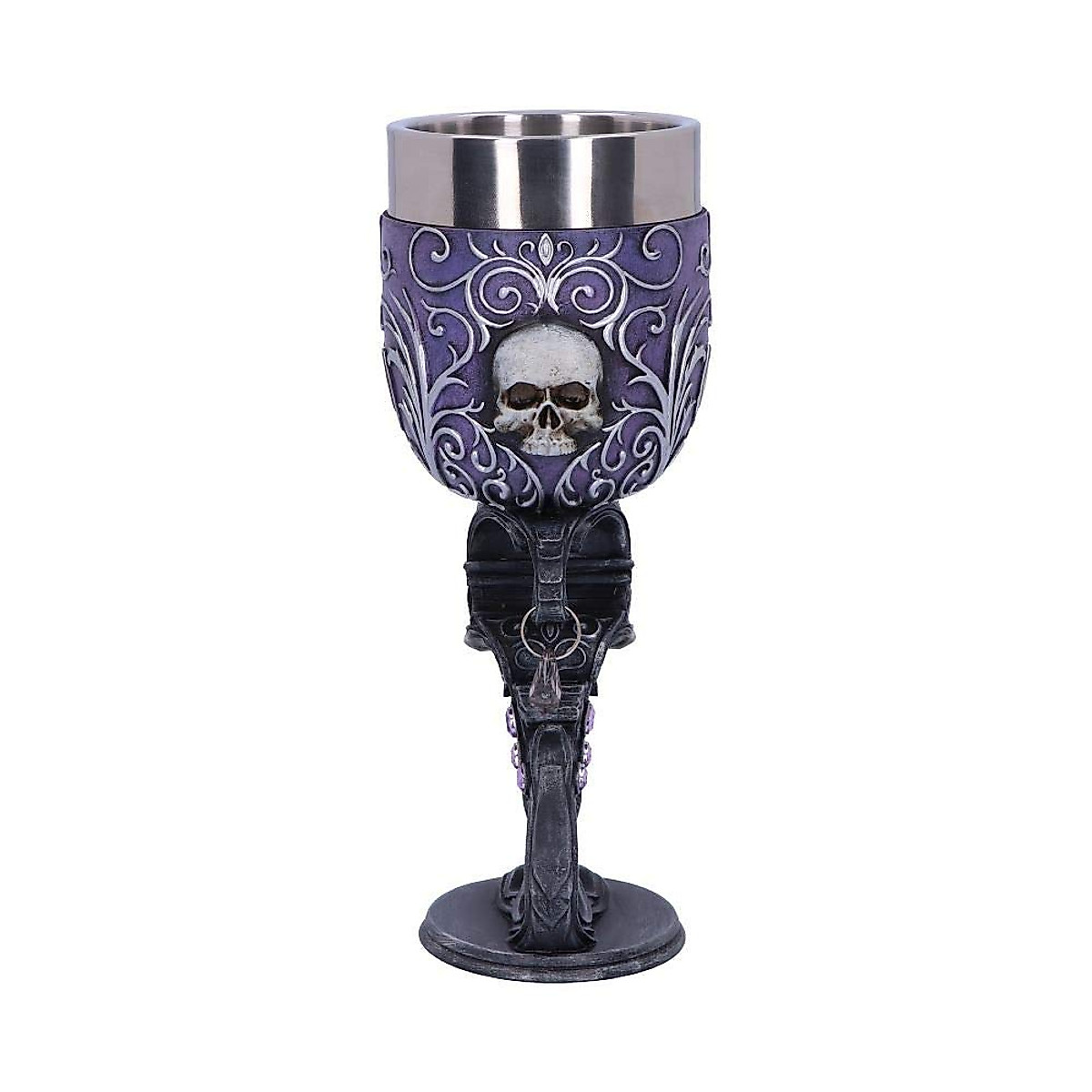 Nemesis Now B5168R0 Deaths Desire Twin Skull Heart Set of Two Goblets, Purple, 18.5cm