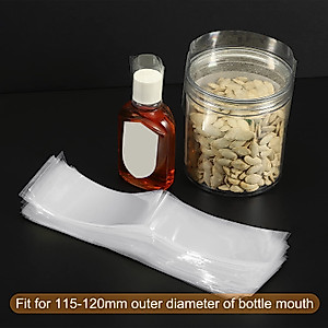 PATIKIL 190x50mm Perforated Shrink Bands, 250 Pack PVC Heat Shrink Wrap Band Fits Cap Diameter 4.53 to 4.72 Inch for Jars Cans, Clear