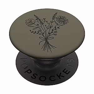 Olive Green Wildflower Floral Flower Design PopSockets Standard PopGrip