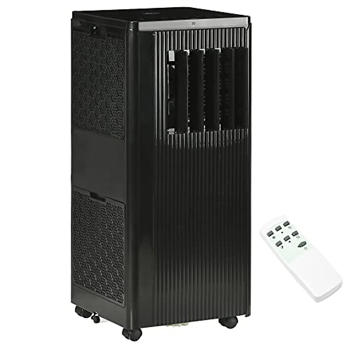 HOMCOM 8,000 BTU Smart WiFi Portable Air Conditioners for Rooms Up to 215 Sq. Ft., Cool Dehumidifier Fan 3-in-1 Portable AC Unit with Remote, 24H Timer, Window Mount Kit Included, Black