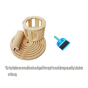 Tfwadmx Rabbit Wooden Hay Feeder Guinea Pig Hay Holder Bunny Less Wasted Food Dispenser with Cleaning Set for Chinchilla Hamster Ferret Small Animals