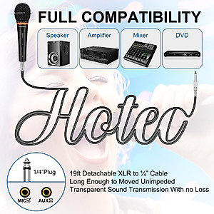 HOTEC Premium Vocal Dynamic Handheld Microphone with 19ft Detachable XLR Cable and ON/Off Switch (Metal Black) (H-W07)