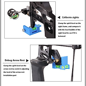 Archery Bow Bubble Level Compound Bow Sight Tuning Level Bow Level Positioner Adjustment Tool High Accuracy Compound Bow Tuning String Level Combo for Outdoors Archery Hunting Extreme Sports (Blue)