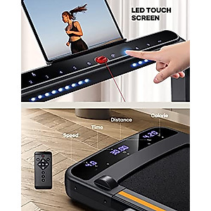 HomeTro Under Desk Treadmill Foldable 3.0HP for Home Office, 2 in 1 Folding Treadmills 265lbs with App & Remote Control Dual Led Touch Screen, 12 Preset Programs, Installation-Free