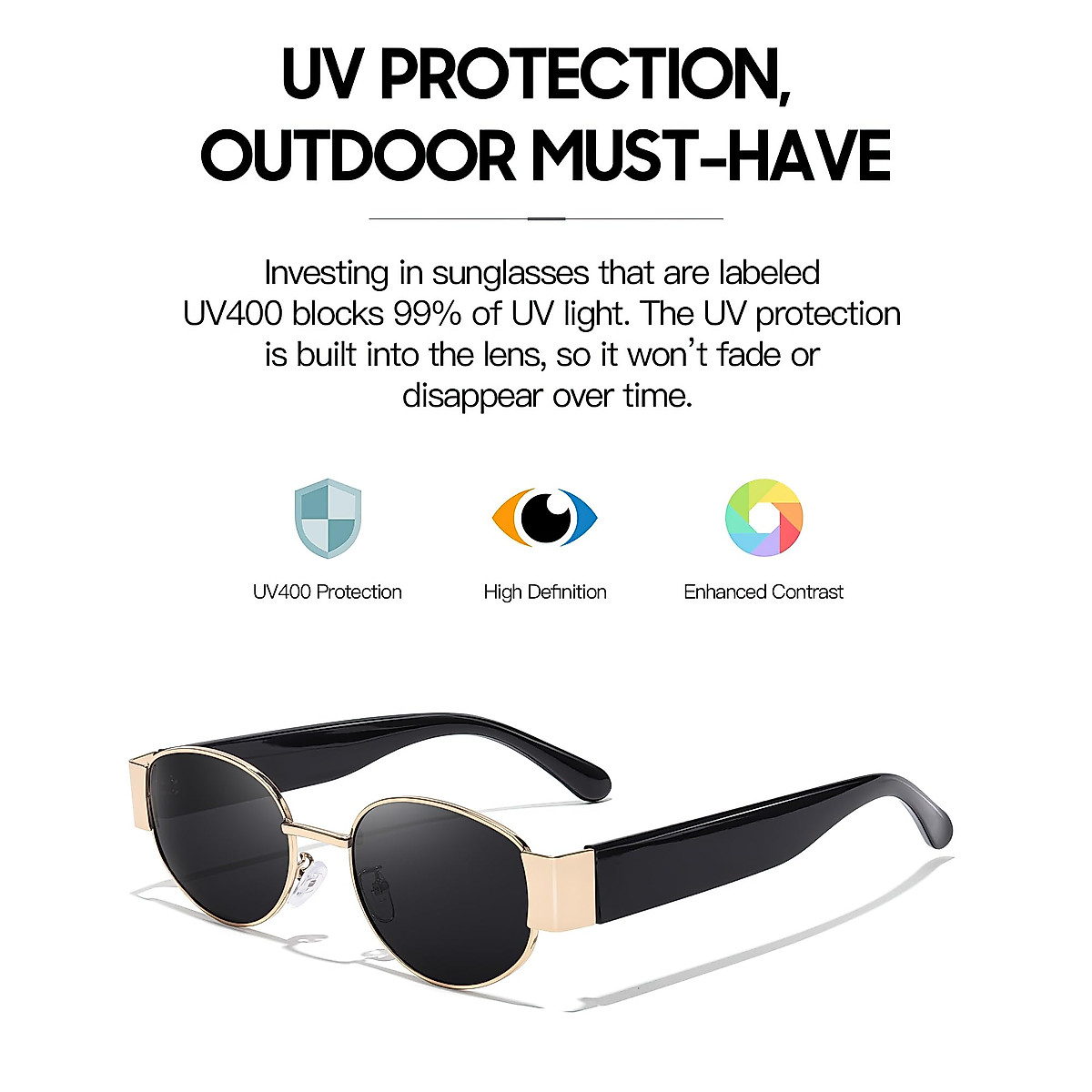 SODQW Retro Oval Sunglasses for Women, 90s Vintage Designer Ladies Shades Trendy Fashion Sun Glasses