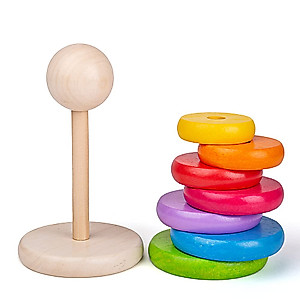 Bigjigs Toys, My First Rainbow Stacking Toy, Wooden Toys, Baby Toys, Wooden Stacking Toys, Ring Stacker, Toddler Toys, Wooden Toys for 1 Year Olds