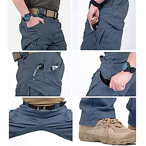 CARWORNIC Gear Men's Hiking Tactical Pants Lightweight Cotton Outdoor Military Combat Cargo Trousers (32W x 30L, Navy Blue)