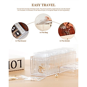 HOMEHIVE Acrylic Jewelry Box Organizer, Clear Jewelry Organizer and Storage with 20 Portable Anti Tarnish Jewelry bags, Travel Jewelry Case for Earrings/Rings/Necklaces Gift for Women Girls, Clear