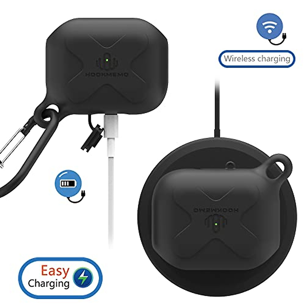 Waterproof case for Airpods Pro 2nd Generation 2022 and Airpods Pro 2019 ,Anti-Lost,Support Wireless Charging,. - Black