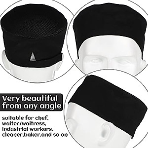 Hicarer 12 Pieces Chef Hats for Women Men Adjustable Unisex Sushi Beanie Chef Mesh Top Skull Caps Kitchen Cooking Food Caps (Black)