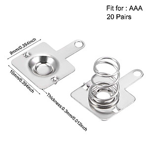 uxcell 20 Pairs AAA Battery Positive Negative Conversion Spring Contact Nickeling Plate 10mmx9mm